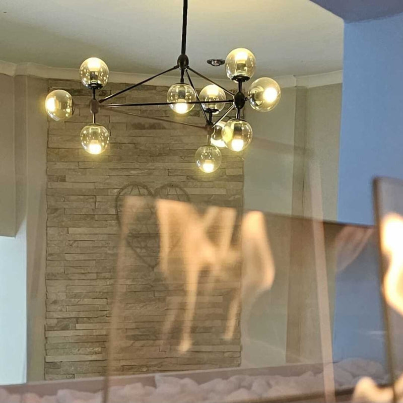 Molecule 10 Light Black and Amber Glass Pendant Light — Lighting.co.za