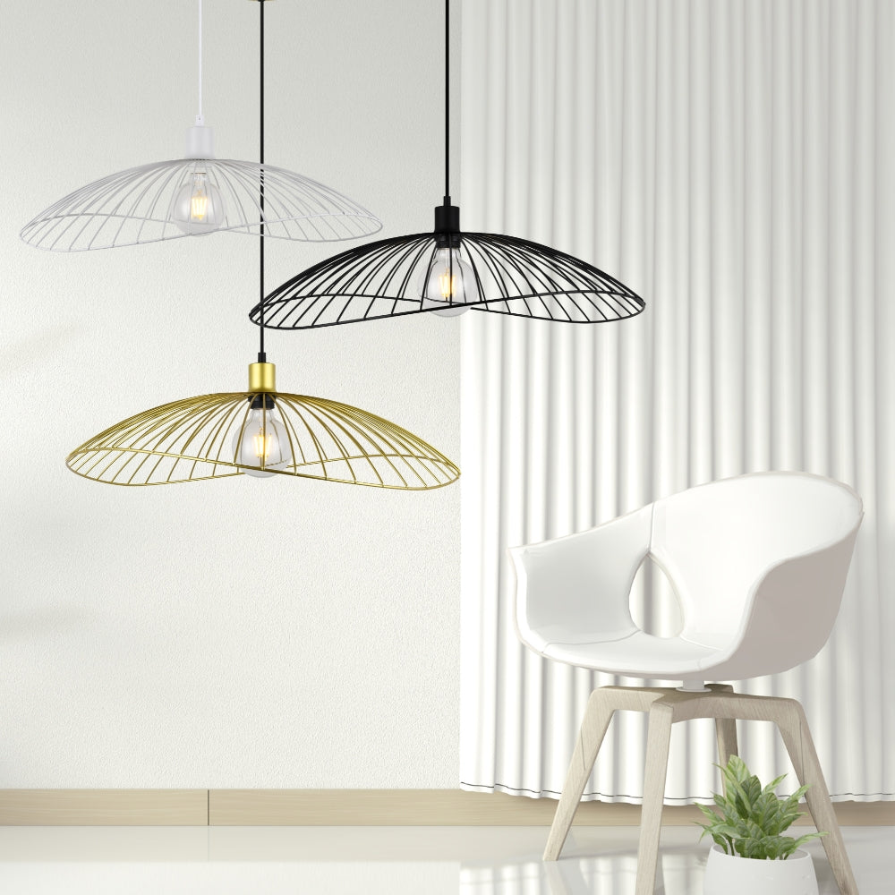 Sensu Solo Black | Gold | White Wire Pendant Light — Lighting.co.za