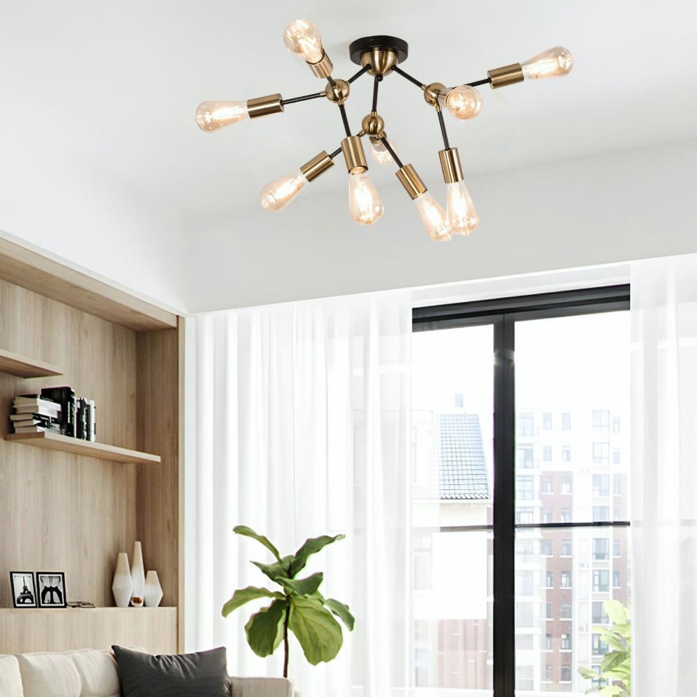 Barclay 9 Light Black And Brass Look Ceiling Light — Lighting.co.za