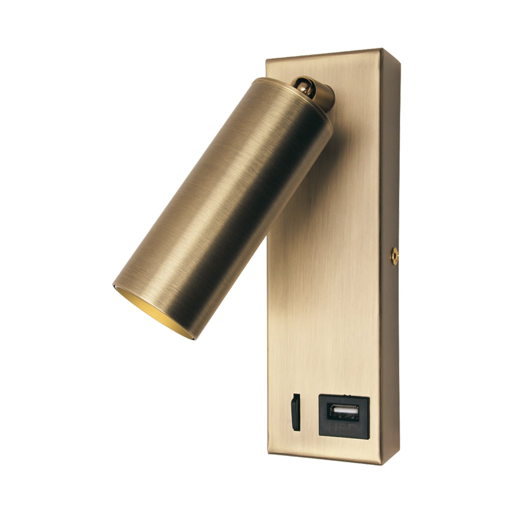 Hyde Gold | Black | White LED Bedside Reading Wall Light with USB ...