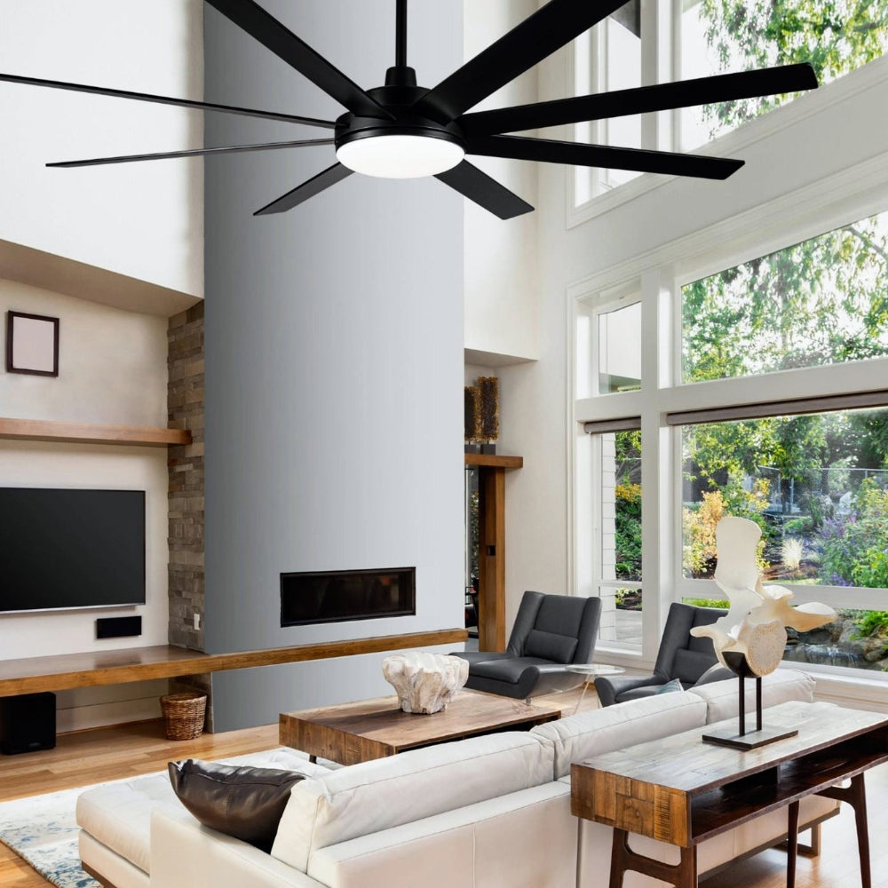 Tribeca Large 8 Blade Black | White LED Ceiling Fan — Lighting.co.za