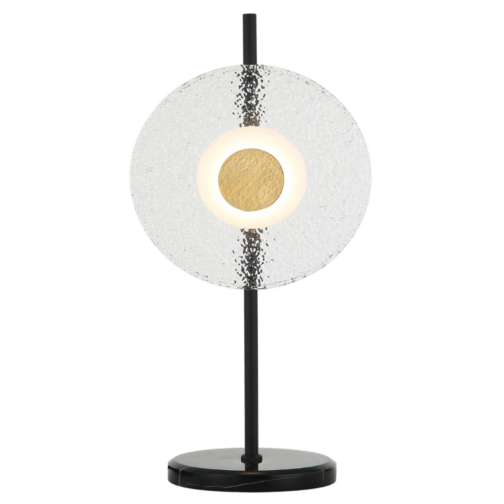 Teo Round LED Glass and Black Table Lamp — Lighting.co.za