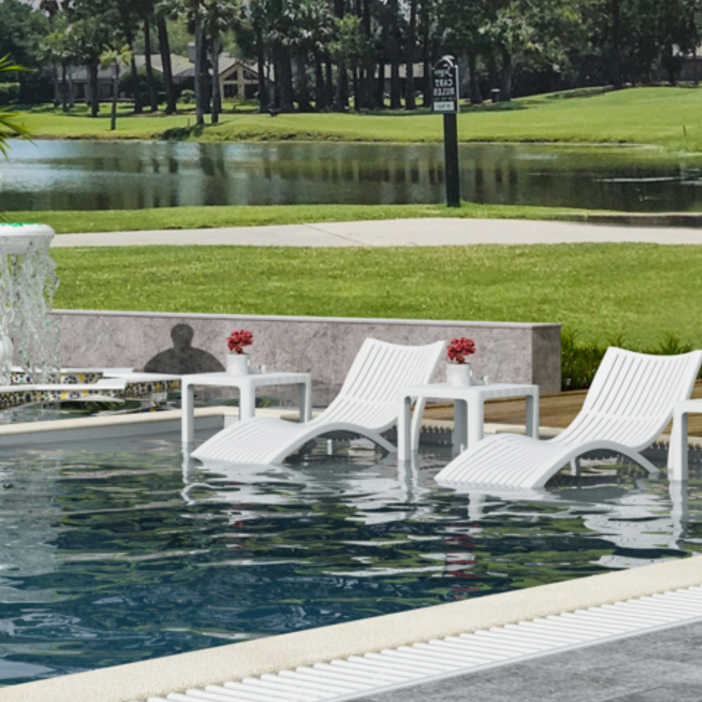 Gazo White Slim Pool Sun Lounger — Lighting.co.za