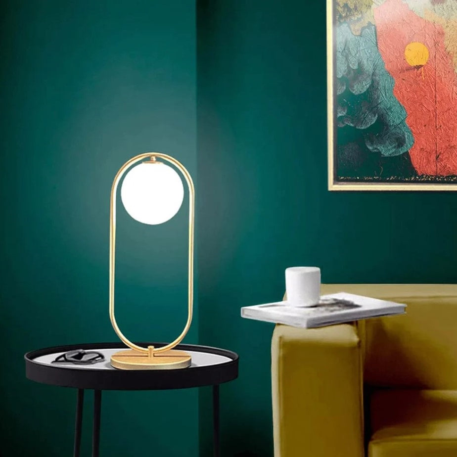 Vogue Gold | Black and Frosted Glass Sphere Table Lamp — Lighting.co.za