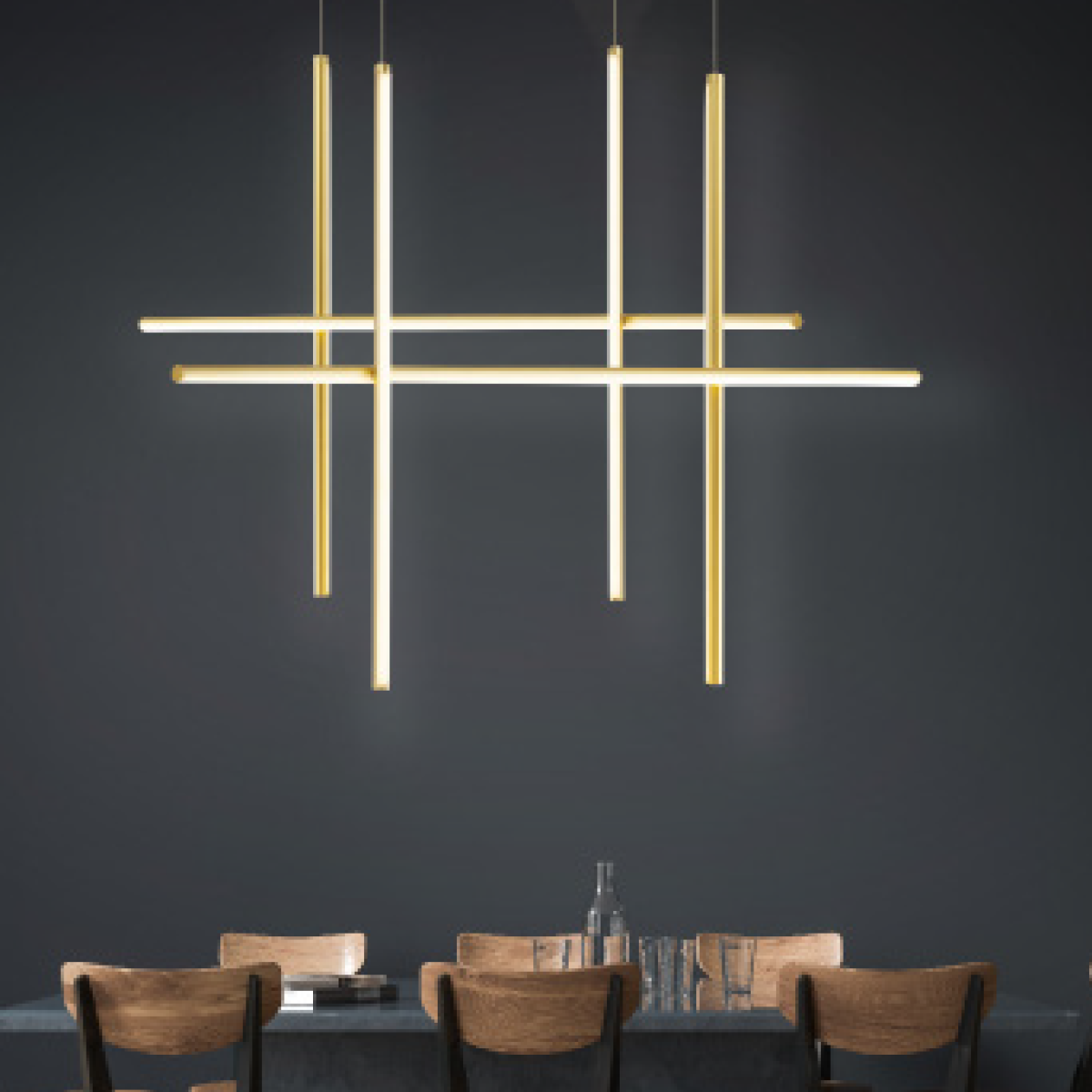 Grid Cluster Gold Slim LED Pendant Light — Lighting.co.za