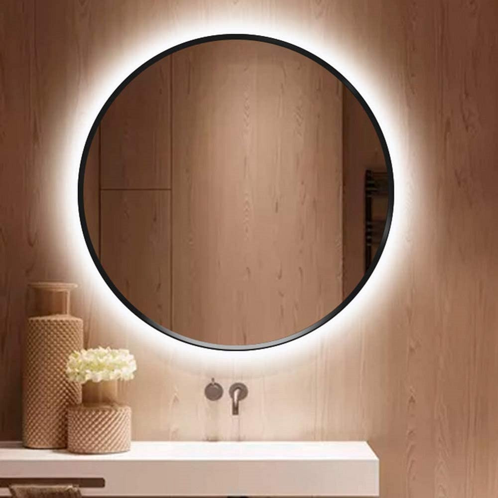 Bethany LED Backlit Gold or Black Round Wall Mirror 3 Sizes — Lighting ...