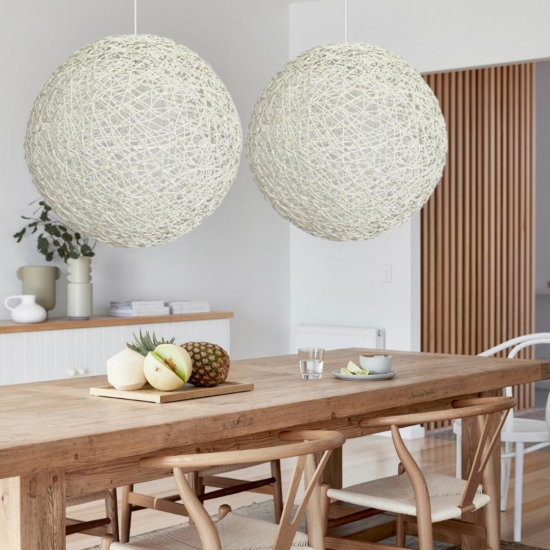 Abode Woven Resin String Ball Pendant Light 4 Sizes — Lighting.co.za