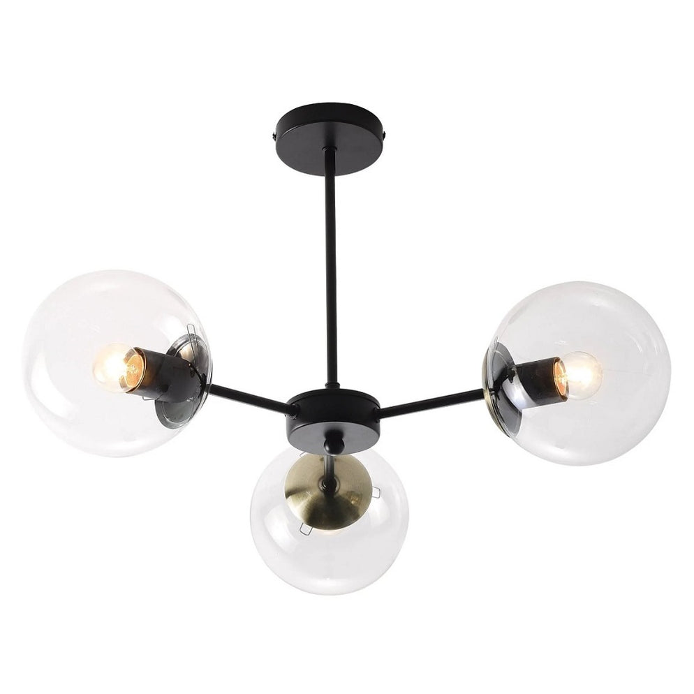 Ebbe Black or Chrome 3 Glass Ball Ceiling Light — Lighting.co.za